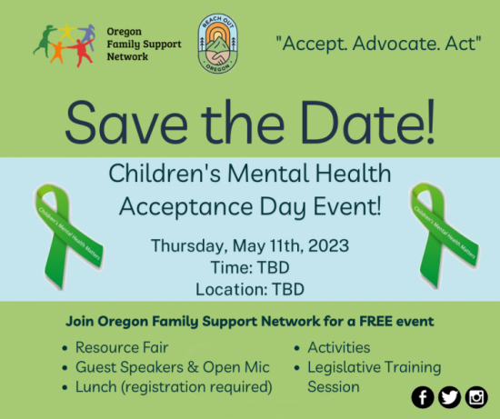 Save the Date! Children’s Mental Health Acceptance Day Event!